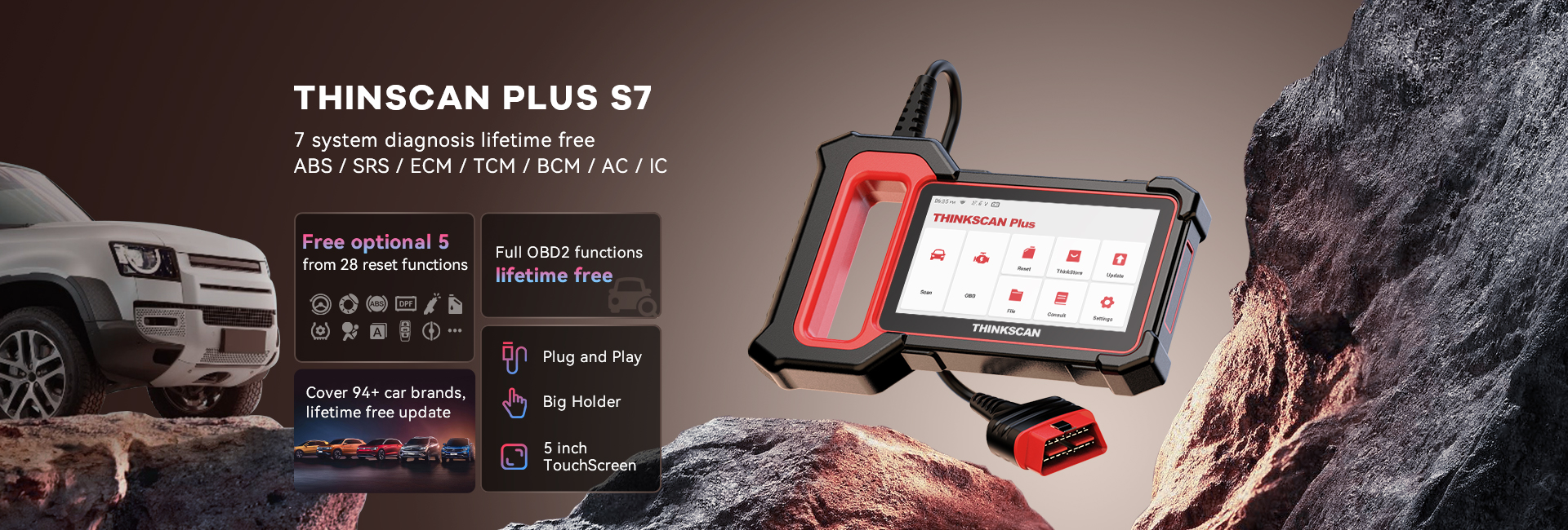 THINKSCAN PLUS S7 S6 S4 THINKCAR OBD2 Scanner Auto ABS,SRS,ECM,TCM,BCM ...