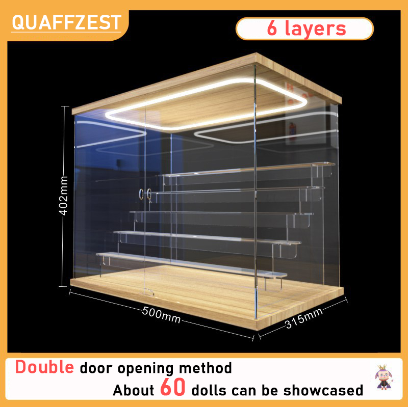 3-6 Layer Ring LED Light Acrylic Display Case with Door for Action ...