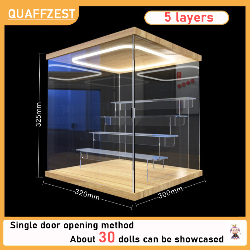 3-6 Layer Ring LED Light Acrylic Display Case with Door for Action ...