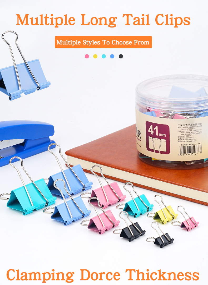 120PCS Color Binder Clips Paper 19/32/50mm Multipurpose School Metal ...