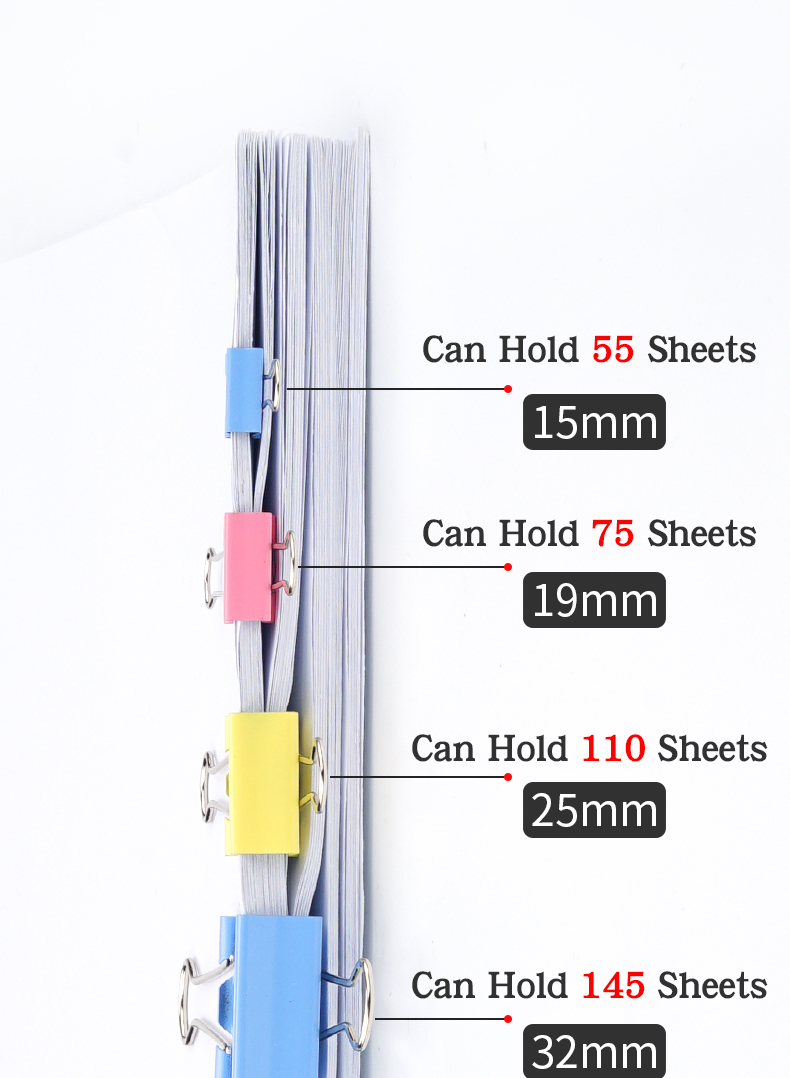 120PCS Color Binder Clips Paper 19/32/50mm Multipurpose School Metal ...