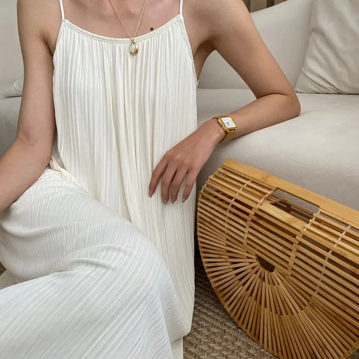 French Cortex Thin Shoulder Strap Hanging Pleats Women's Suspender ...