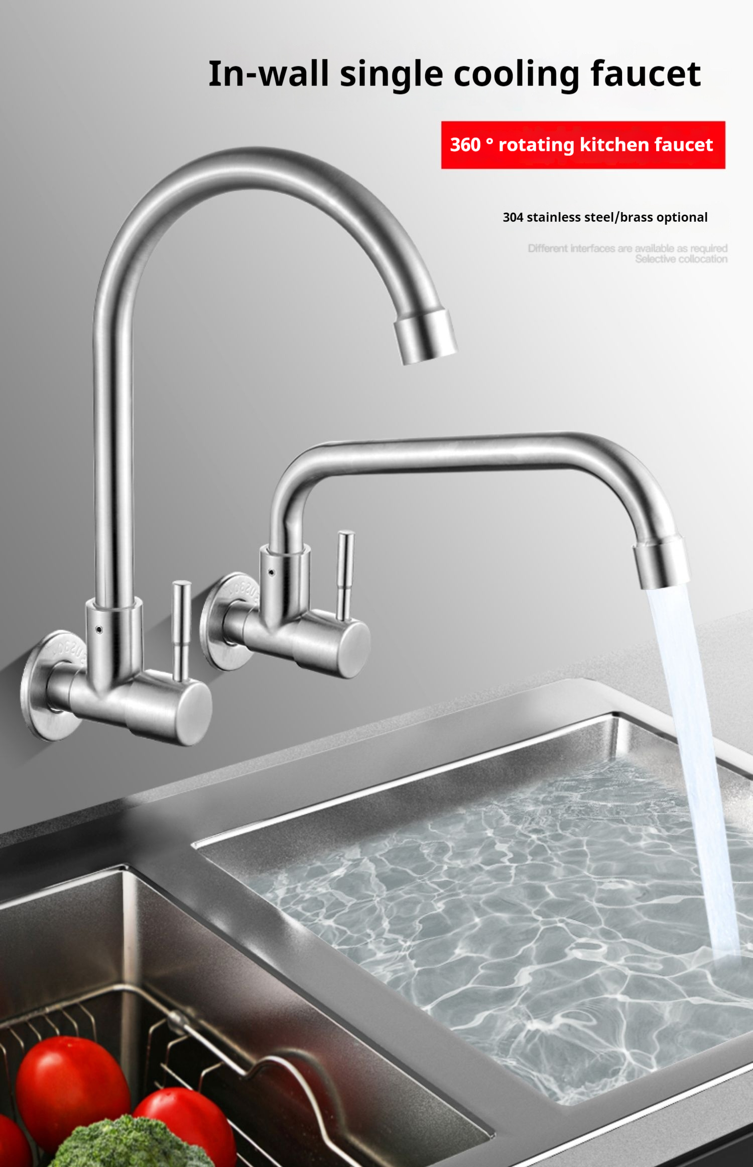 In-wall Faucet Wall Type Horizontal 304 Stainless Steel Universal ...