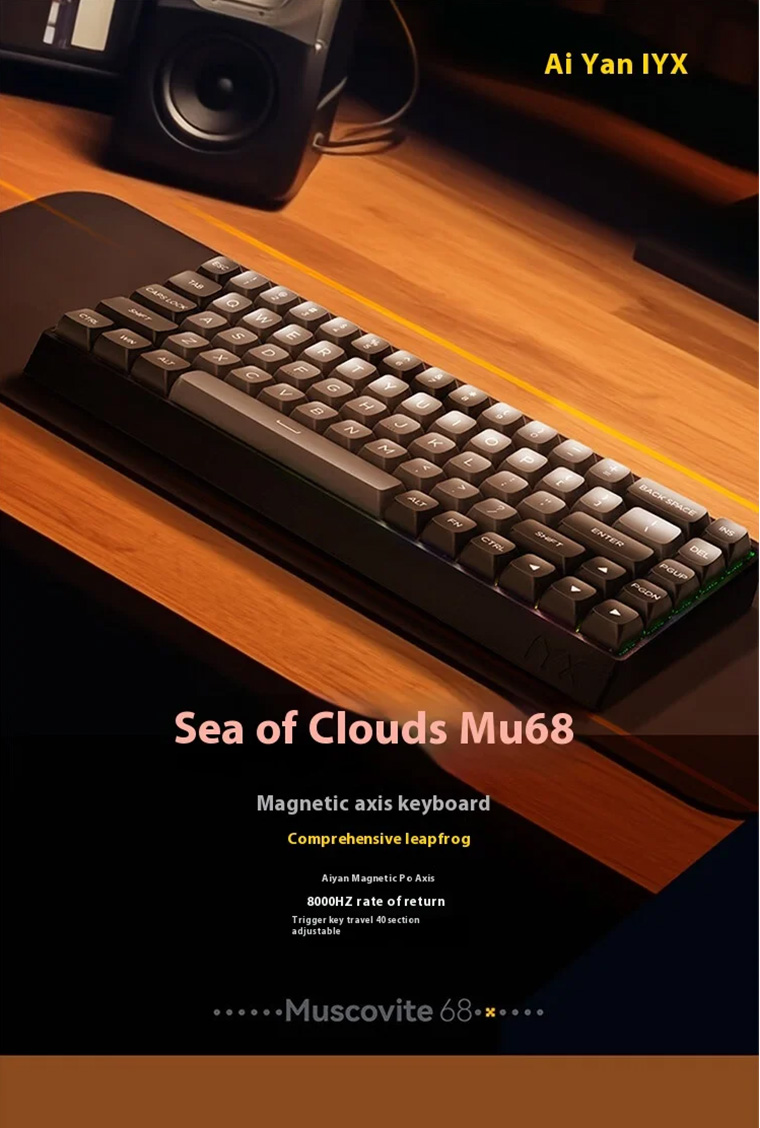 LYX MU68 e-sports magnetic axis keyboard wired single-mode transparent ...