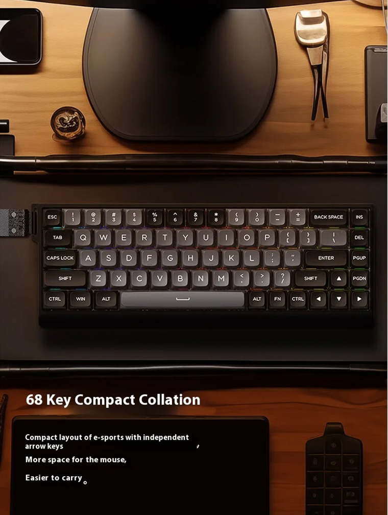 LYX MU68 e-sports magnetic axis keyboard wired single-mode transparent ...