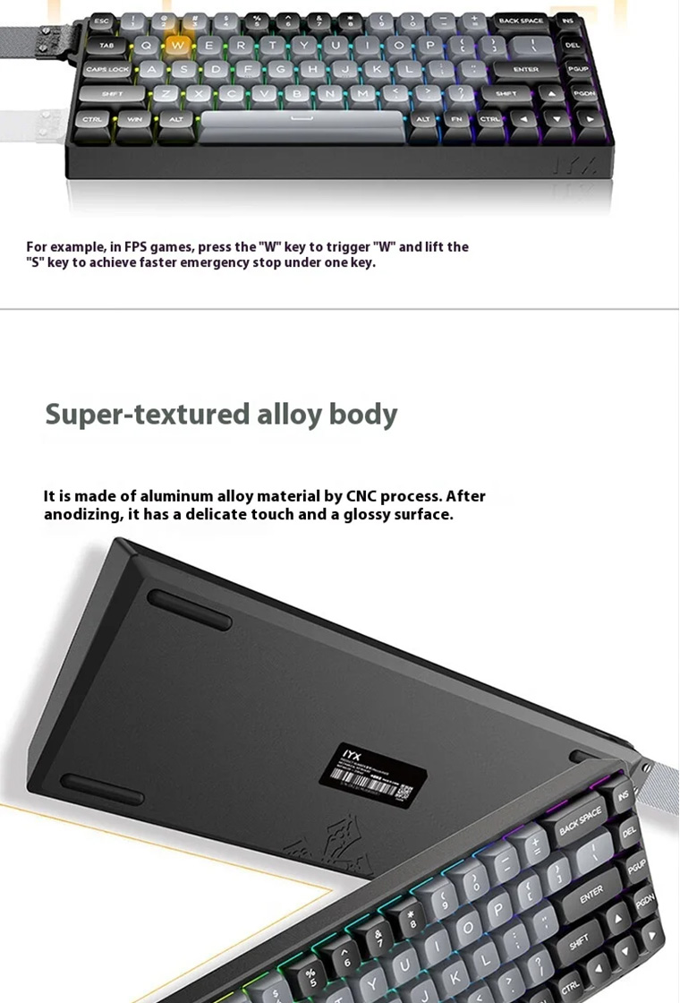 LYX MU68 e-sports magnetic axis keyboard wired single-mode transparent ...
