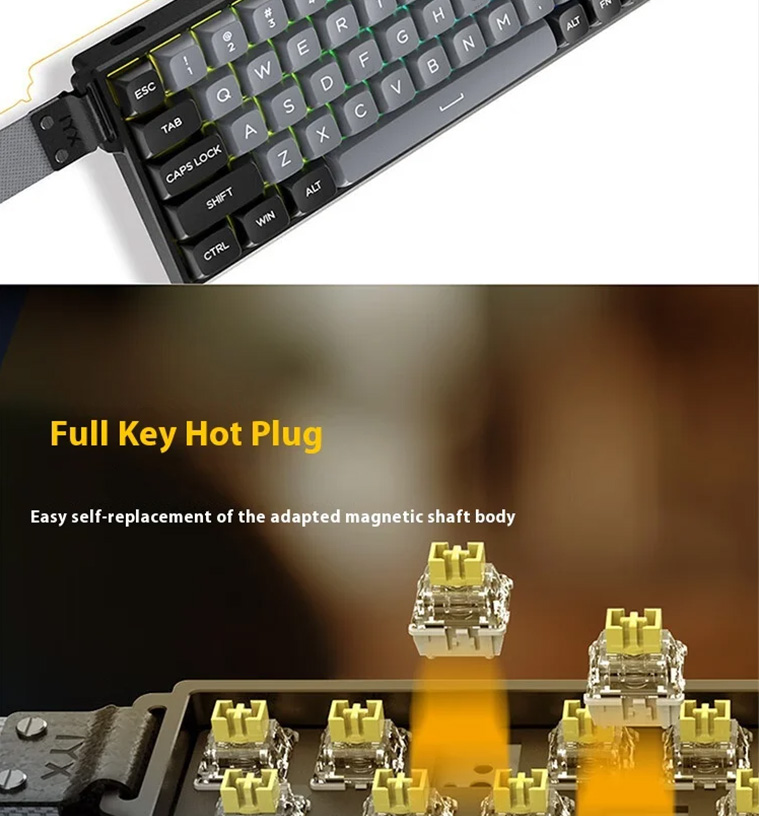 LYX MU68 e-sports magnetic axis keyboard wired single-mode transparent ...