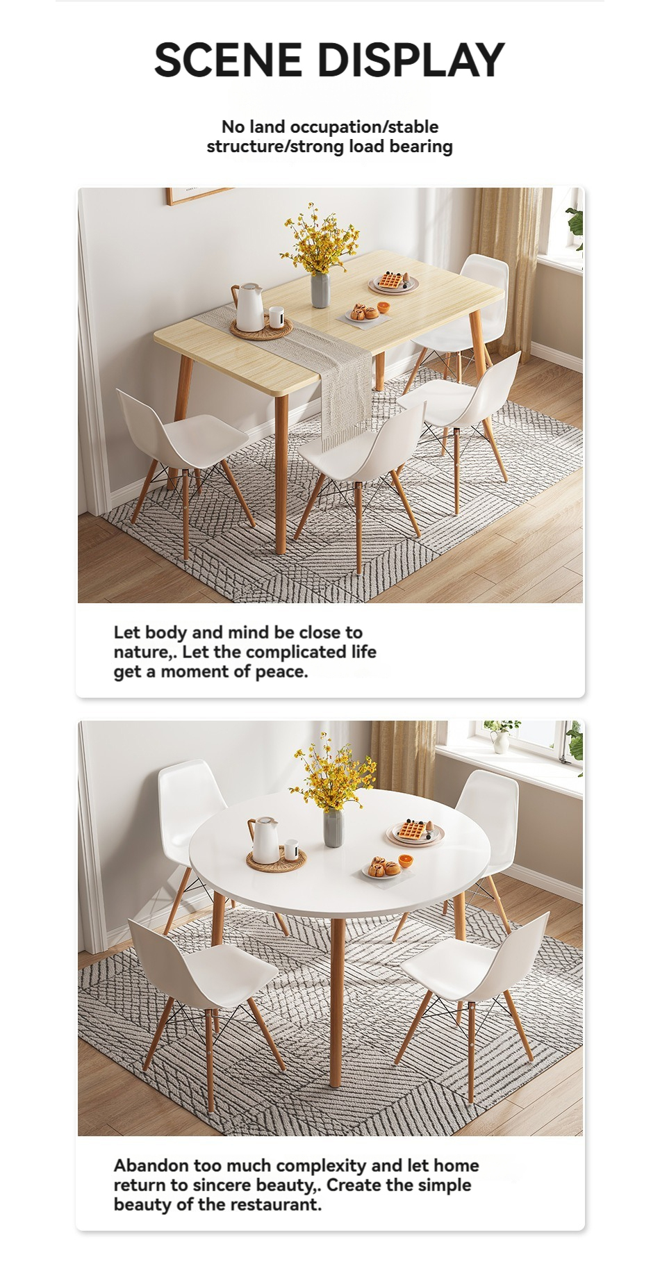 Nordic Wood Square Table Dining round Study table Computer Dek Dining ...