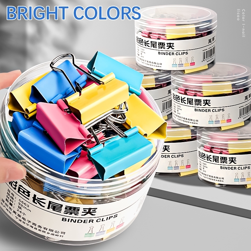 120PCS 19/32/50MM High Quality Colorful Black Long Tail Clip ...