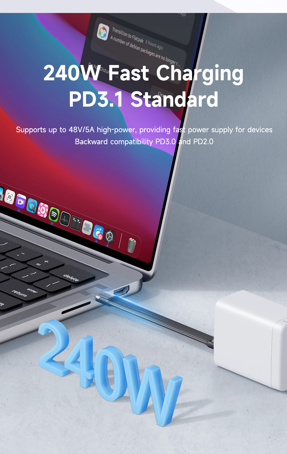 Hagibis USB4 Data Cable 40Gbps USB C to Type C Short Cable PD 240W 8K ...