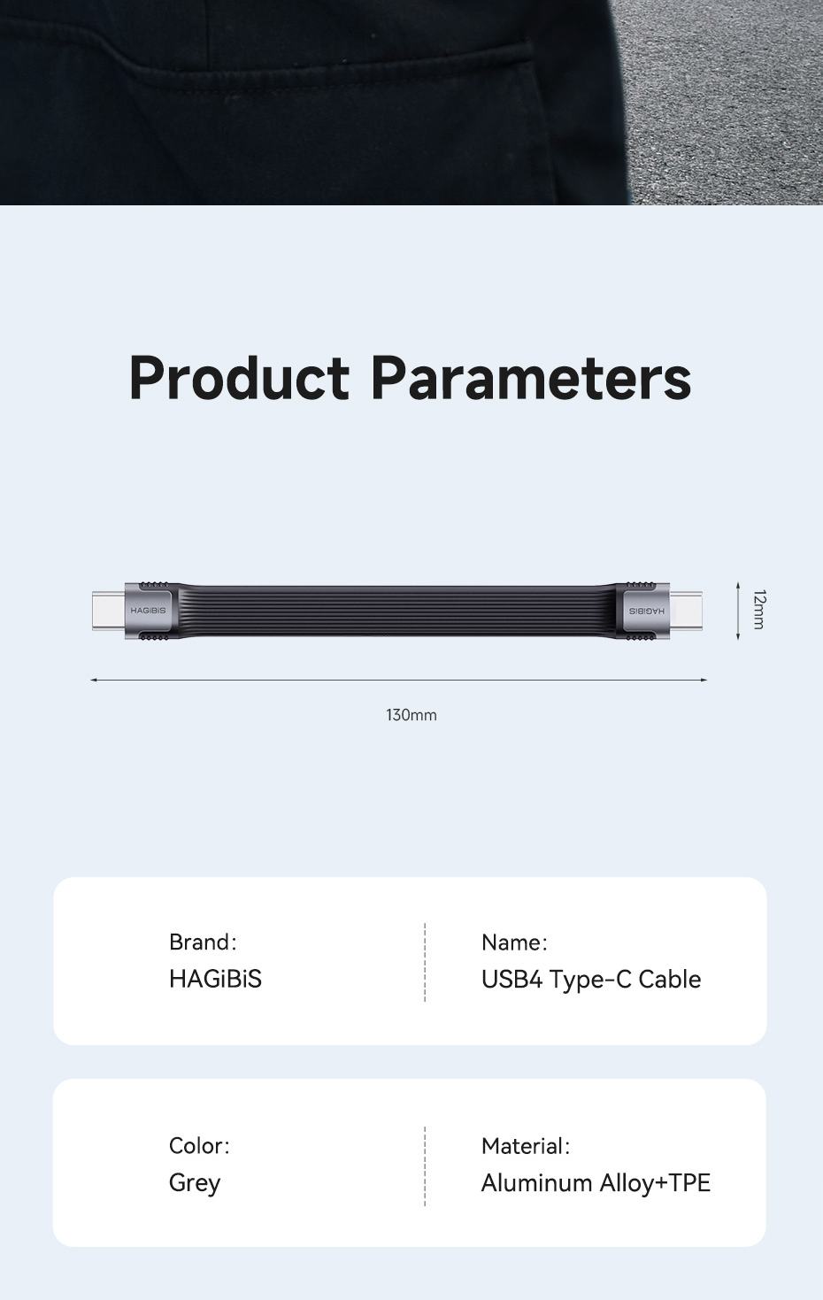 Hagibis USB4 Data Cable 40Gbps USB C to Type C Short Cable PD 240W 8K ...