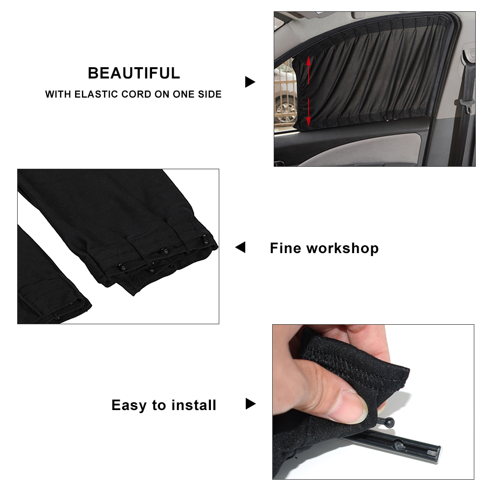 2pcs 50cm Car Sun Shade Side Window Foldable Uv Protection Black Pure ...