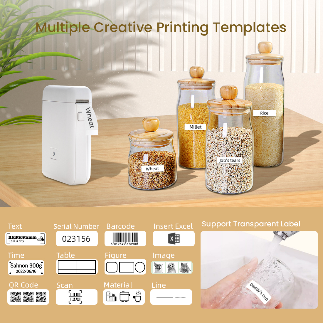 Vretti HP2 Label Printer, Inkless Thermal Bluetooth Wireless Portable ...