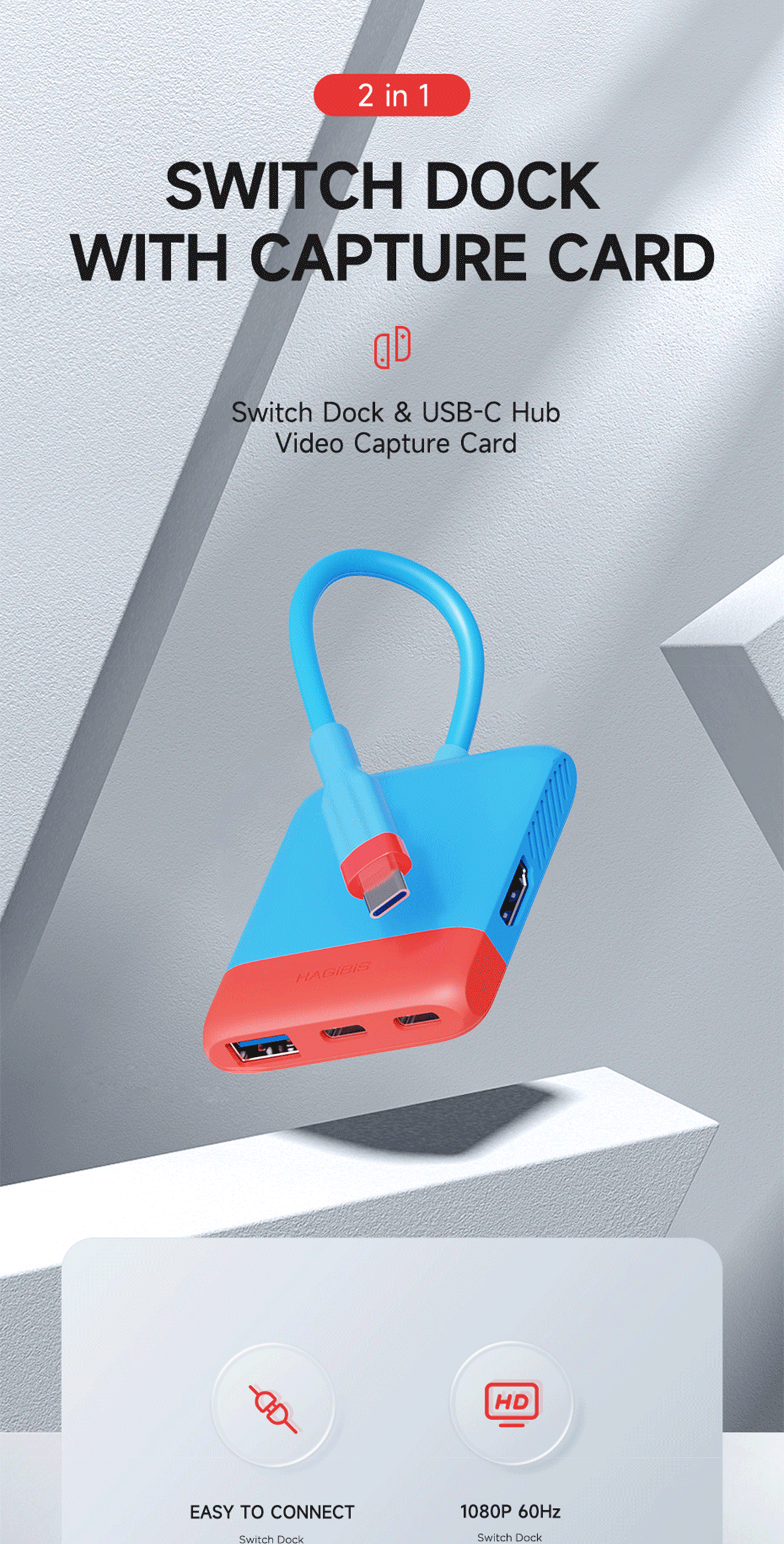 Hagibis Switch Video Capture Card Portable TV Dock For Nintendo Switch ...