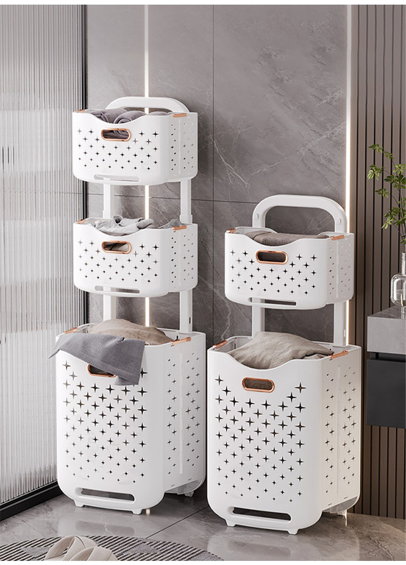 Plastic Laundry Basket With Handle Dirty Clothes Basket Foldable ...