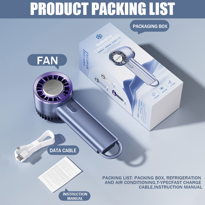 Philips Mini Fan Small Electric Fan Silent Strong Wind Energy Fast ...