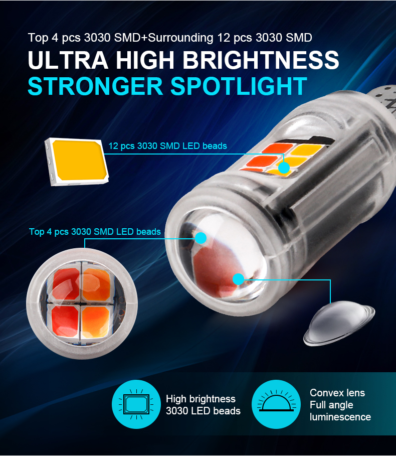 ((2PCS) T15 Dual Contact Motorcycle Signal Light W16W Parking Light ...