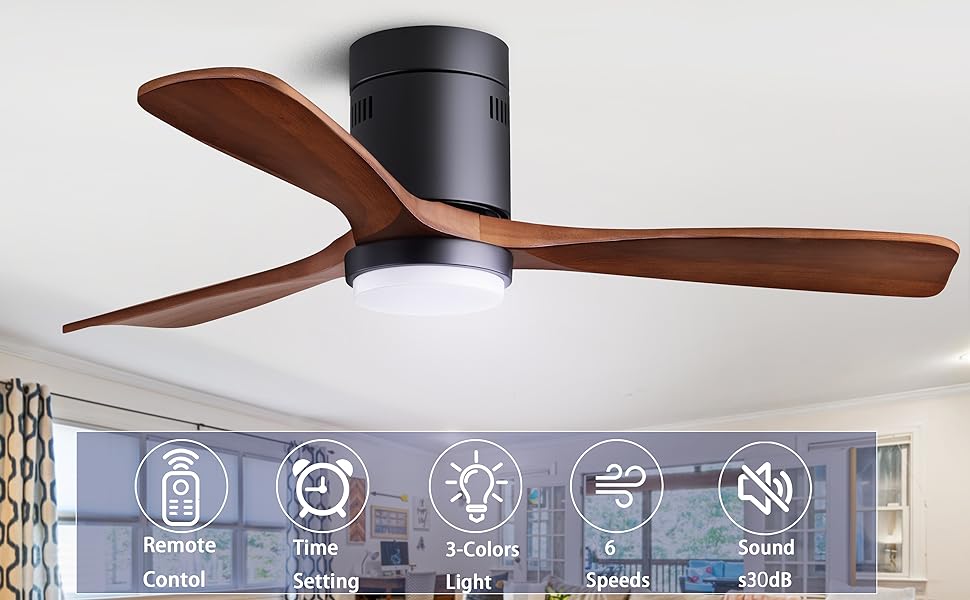 GOGEOUS Nordic Ceiling Fan With Light Strong Wind 3 Colors Dimming ...