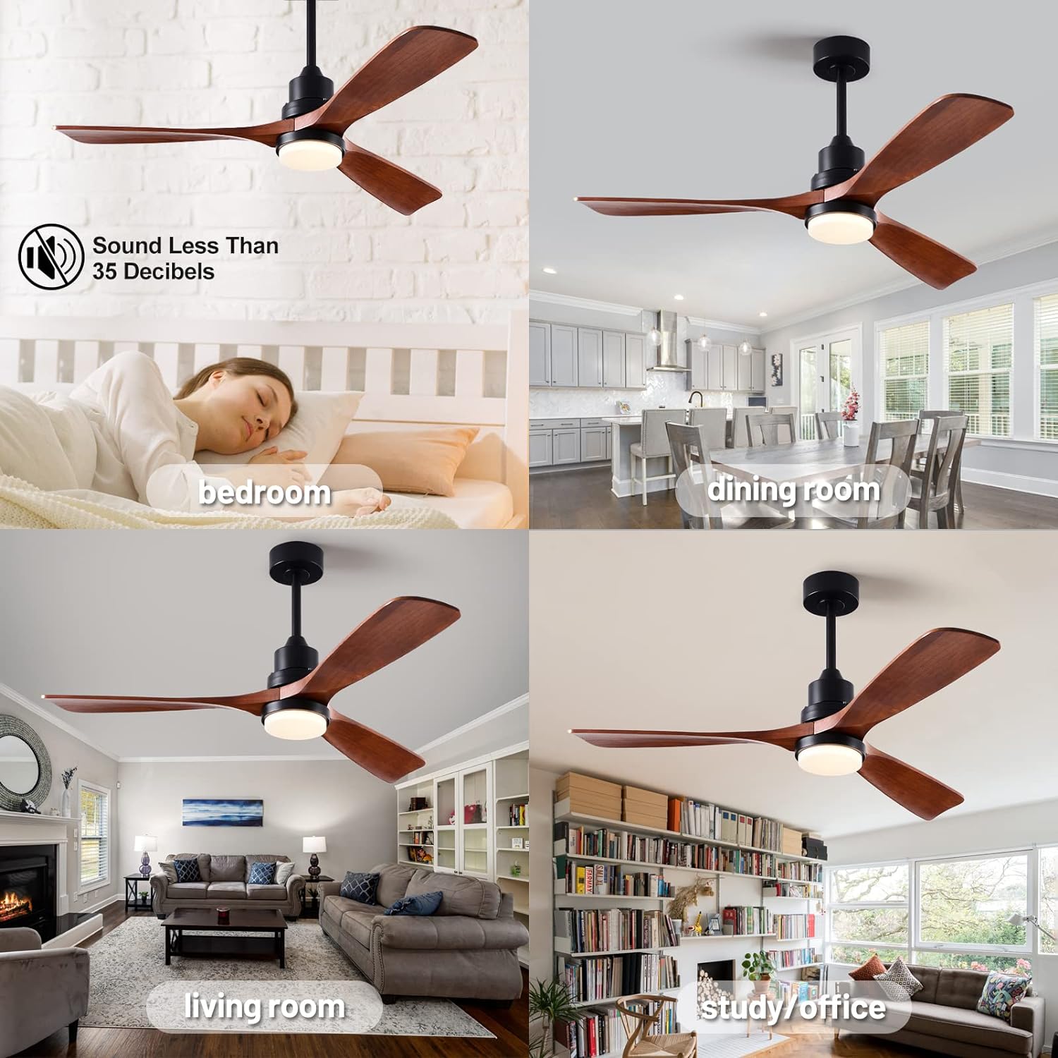GOGEOUS Nordic Ceiling Fan With Light Strong Wind 3 Colors Dimming ...