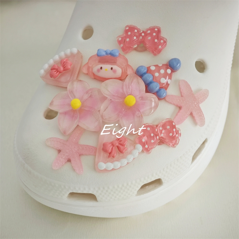 12pcs/set Transpar Pink Croc Jibbits Plumeria Rubra Jibbitz Starfish ...