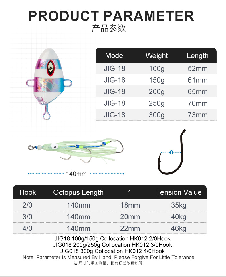 TEASER【J18】Lucanus Dhu Fishing 100g 150g 200g 250g 300g Kabura Bullet Metal Jig Head Hooks ...