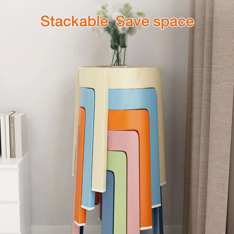 Nordic Style Plastic Stool Macarons Monoblock Chair Stackable Dining ...