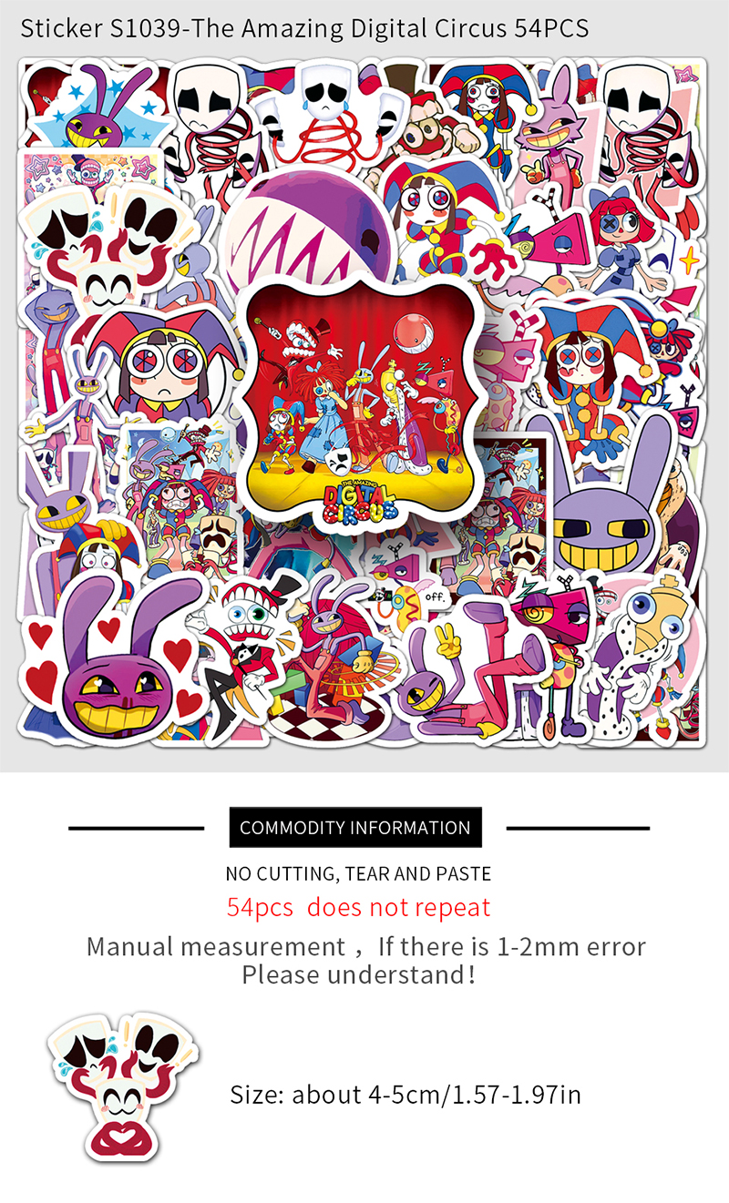 54pcs Amazing Digital Circus Stickers Game Sticker For Laptop Phone ...
