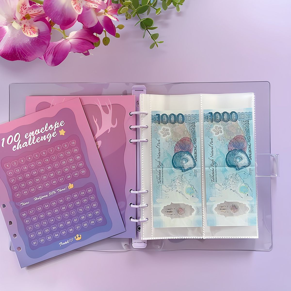 100 day envelope savings notebook, cash savings money book, Binding ...