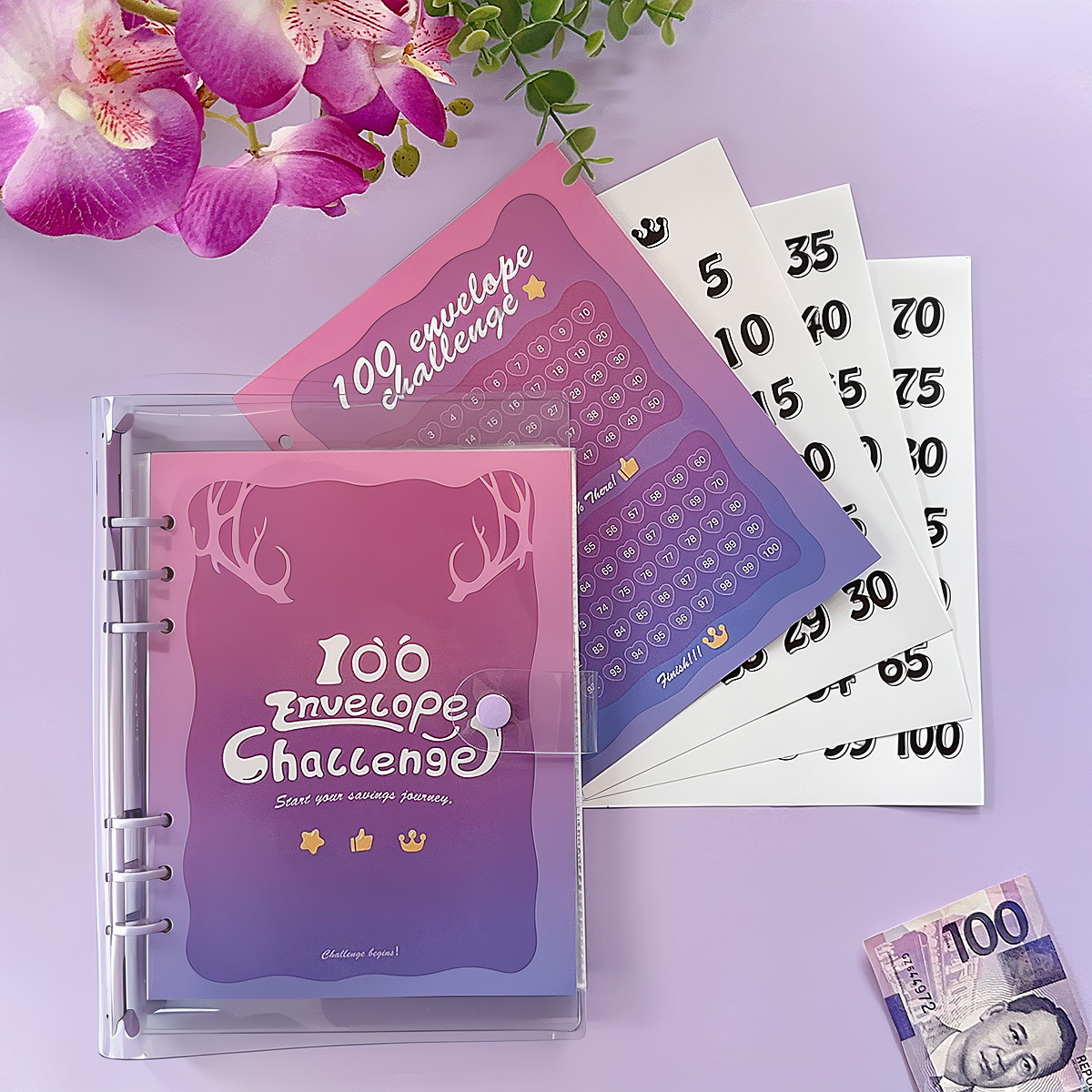 100 day envelope savings notebook, cash savings money book, Binding ...