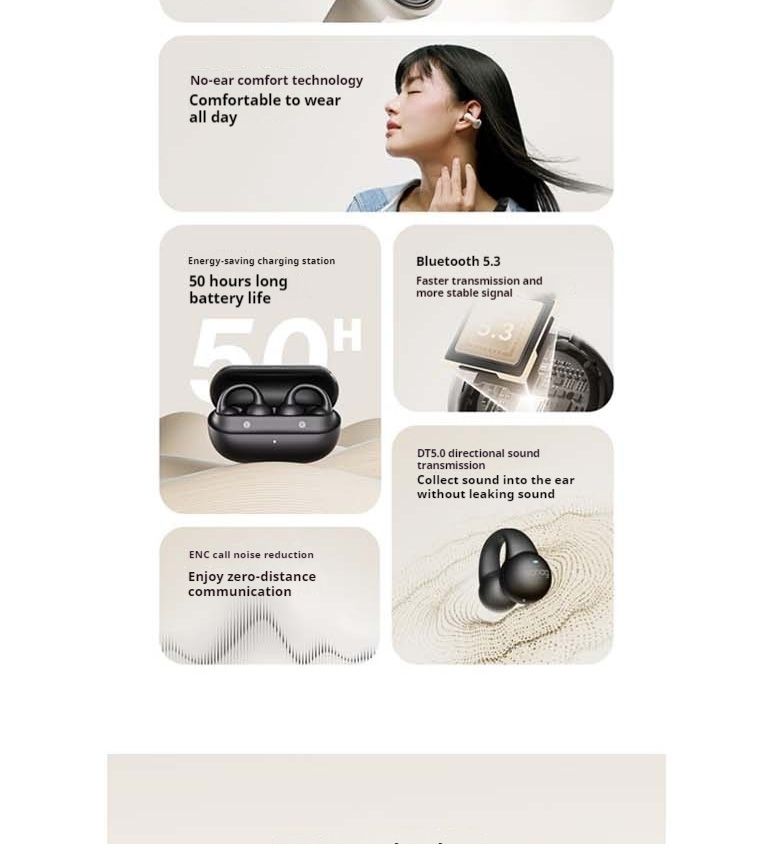 SANAG S2S Bluetooth Headset Bone Conduction Concept Ear clip Open true wireless running noise ...