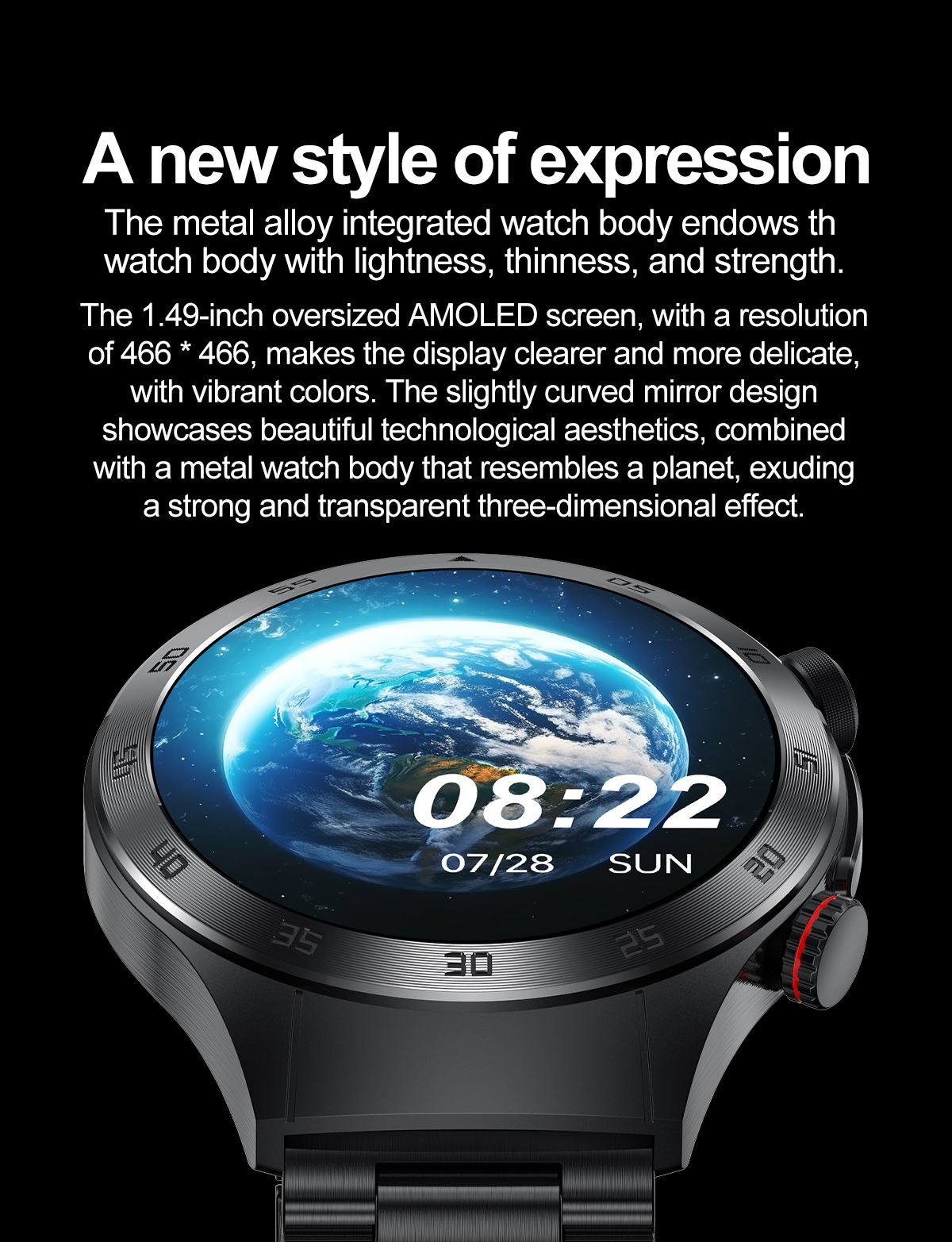 Smart Watch E800 Men 1.49" Amoled Screen ECG Laser Therapy Health Monitor SOS Bluetooth Call ...