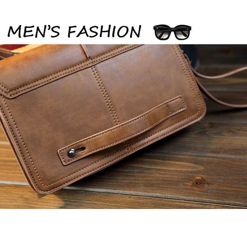 【Local Delivery】Men Hand Bag Classic Brown Cool Leather Hand Carry ...