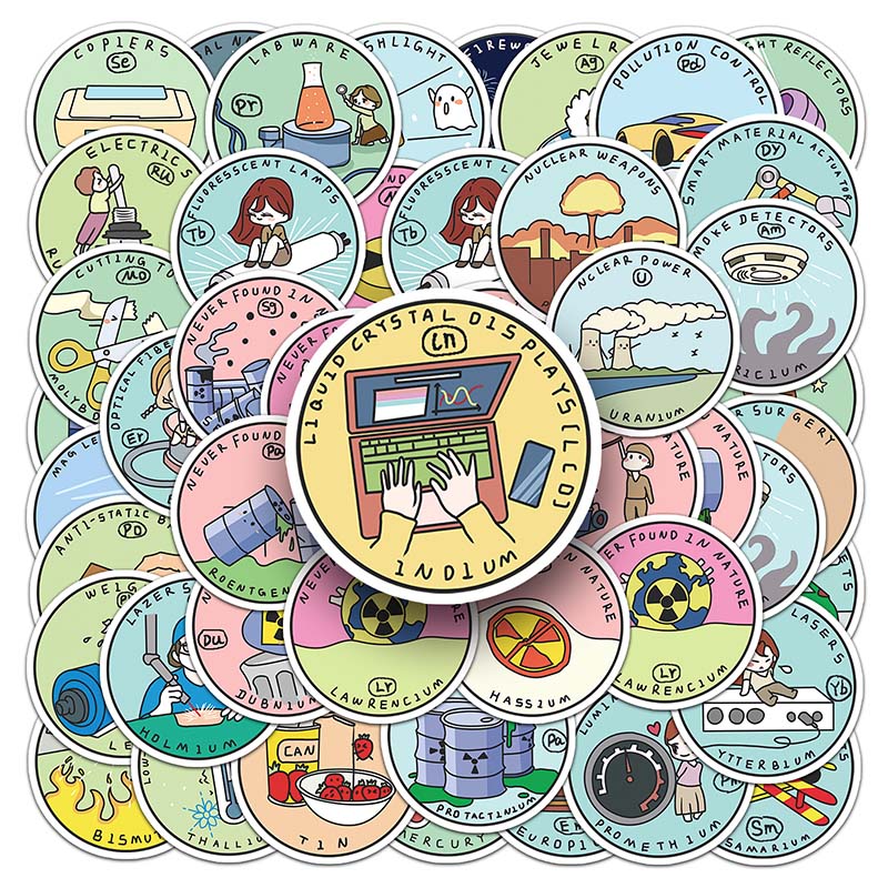 118PCS Periodic Table of Elements Sticker School Knowledge Cards Mini ...