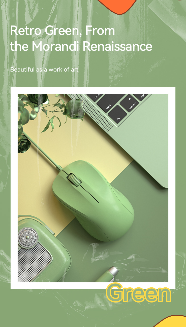 BOW M136U Ergonomic Wired Mouse Mini Portable Green Yellow Pink White ...