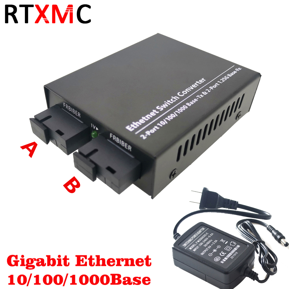 Gigabit Ethernet Switch Fiber Optical Media Converter 4SC Transceiver 5 ...