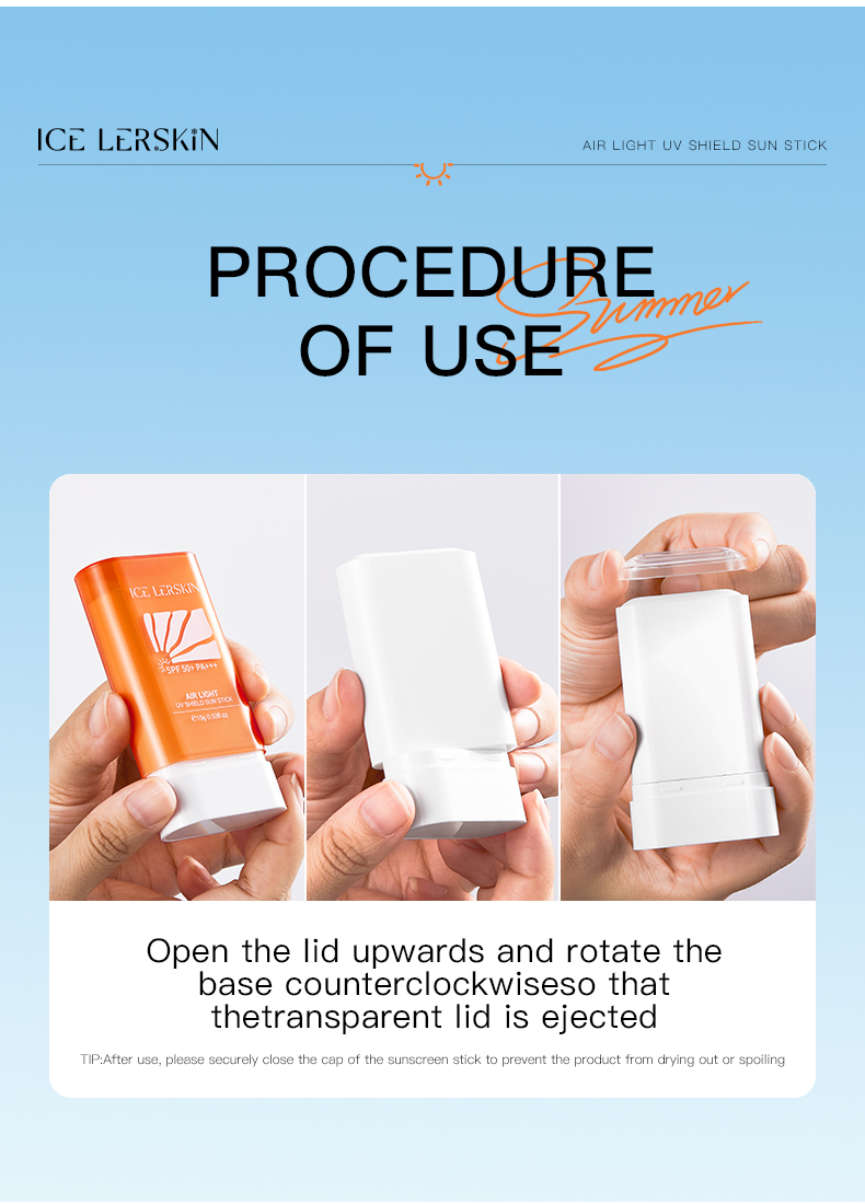 ICE LERSKIN Sunscreen Stick SPF 50+++ Sun Stick Oil Control Sweat ...