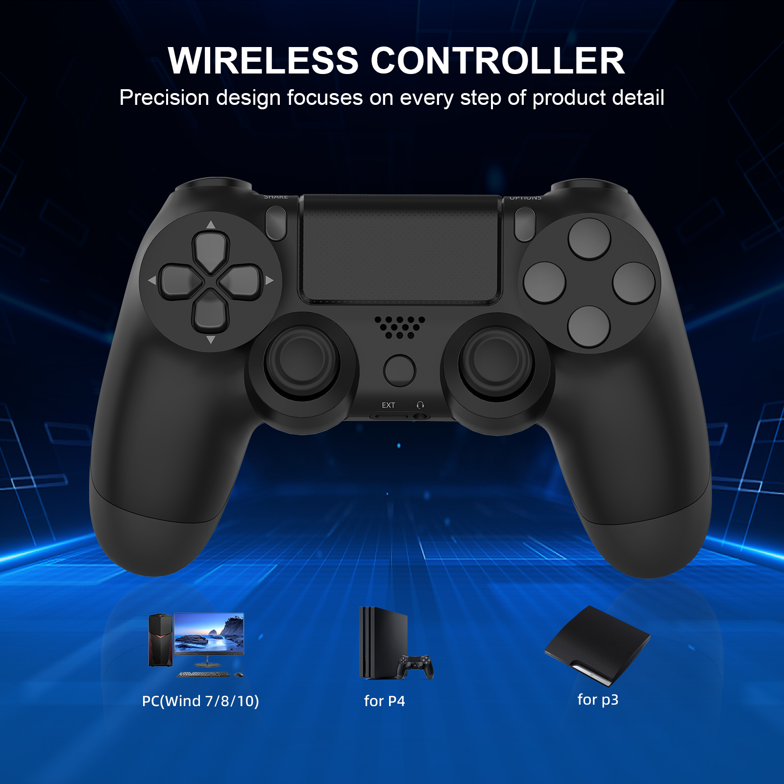 P4 Bluetooth gamepad controller with touch screen, full function, dual ...
