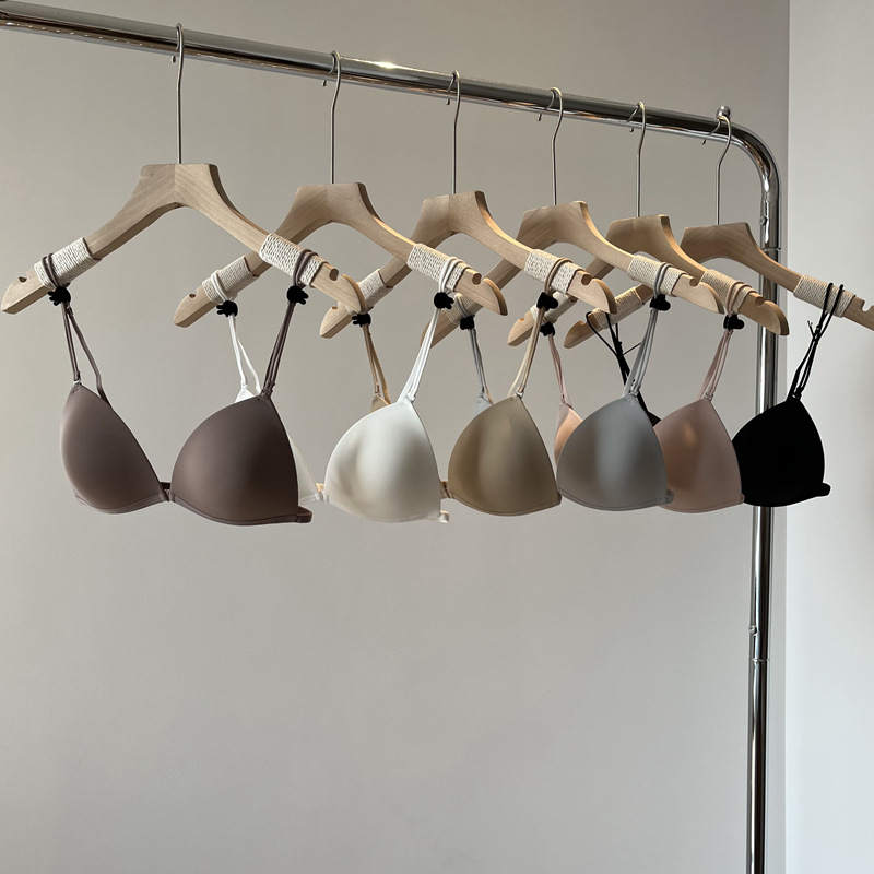 French Front Buckle Triangle Cup Ultra-Thin Breathable Backless Push-Up ...