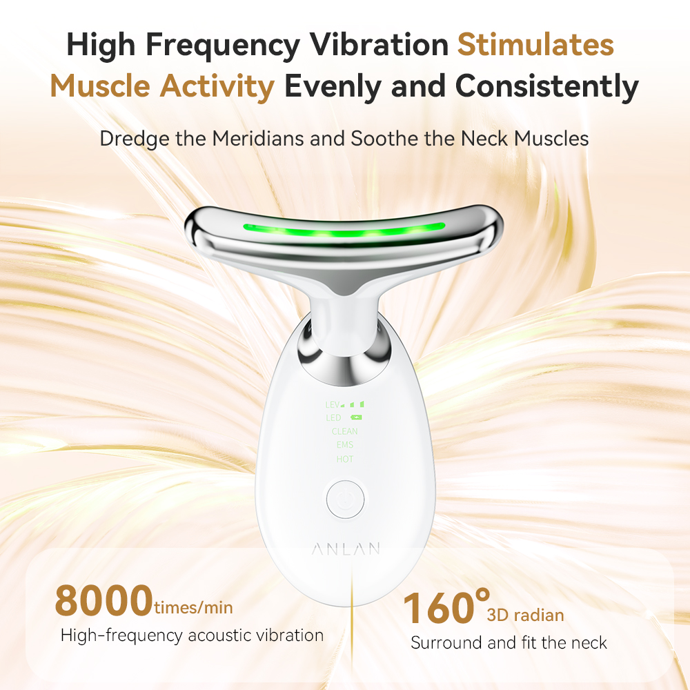 ANLAN Neck Face Massager Max Slimming Vibration 7 Colours Light Therapy ...