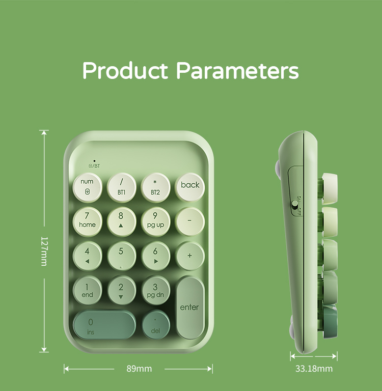 BOW Mini Wireless Numeric Keypad K158 series Three mode keyboard 2.4G ...