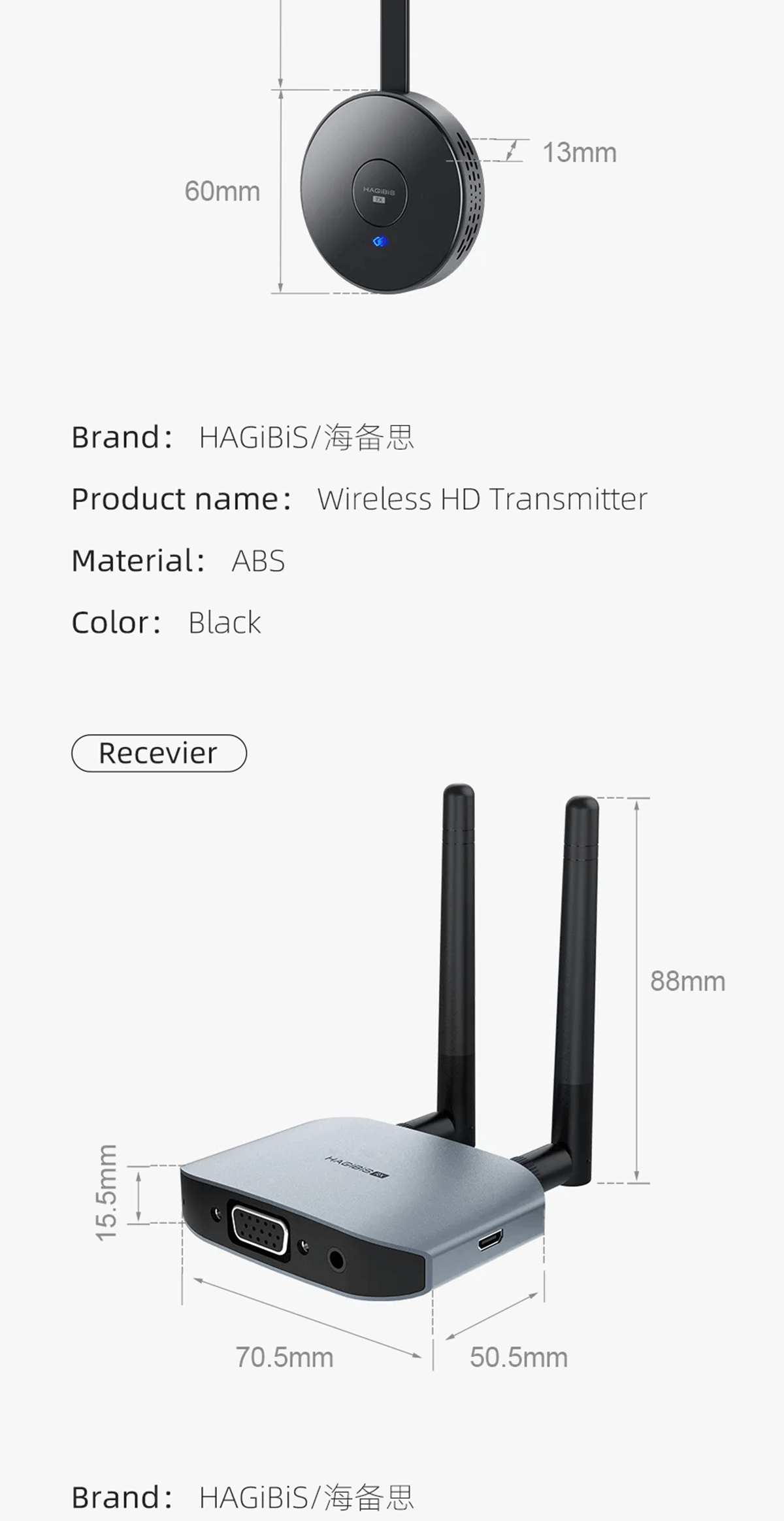Hagibis Wireless HDMI Transmitter Receiver Extender Kits Full HD 1080P ...
