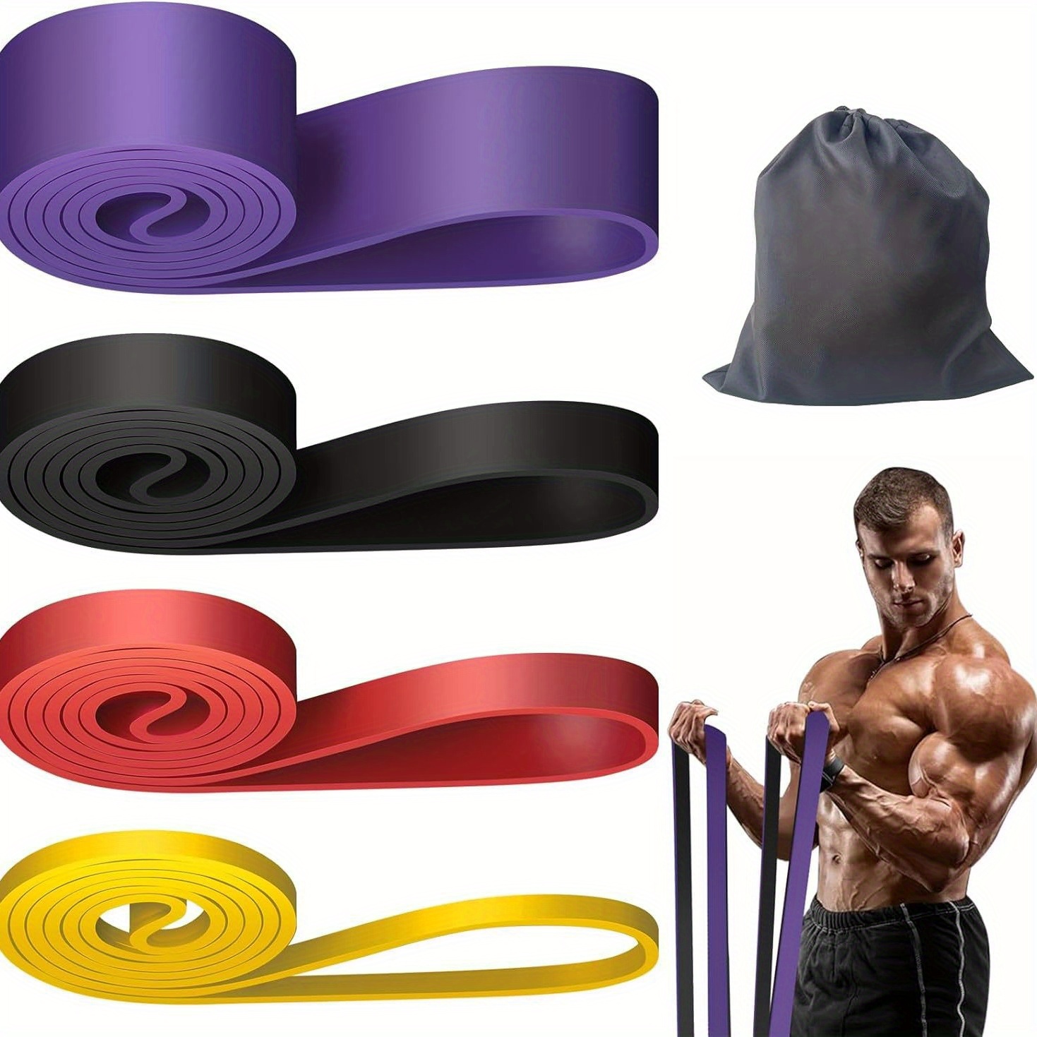 Resistance Band - Strength Training & Stretching Elastic for Sports ...