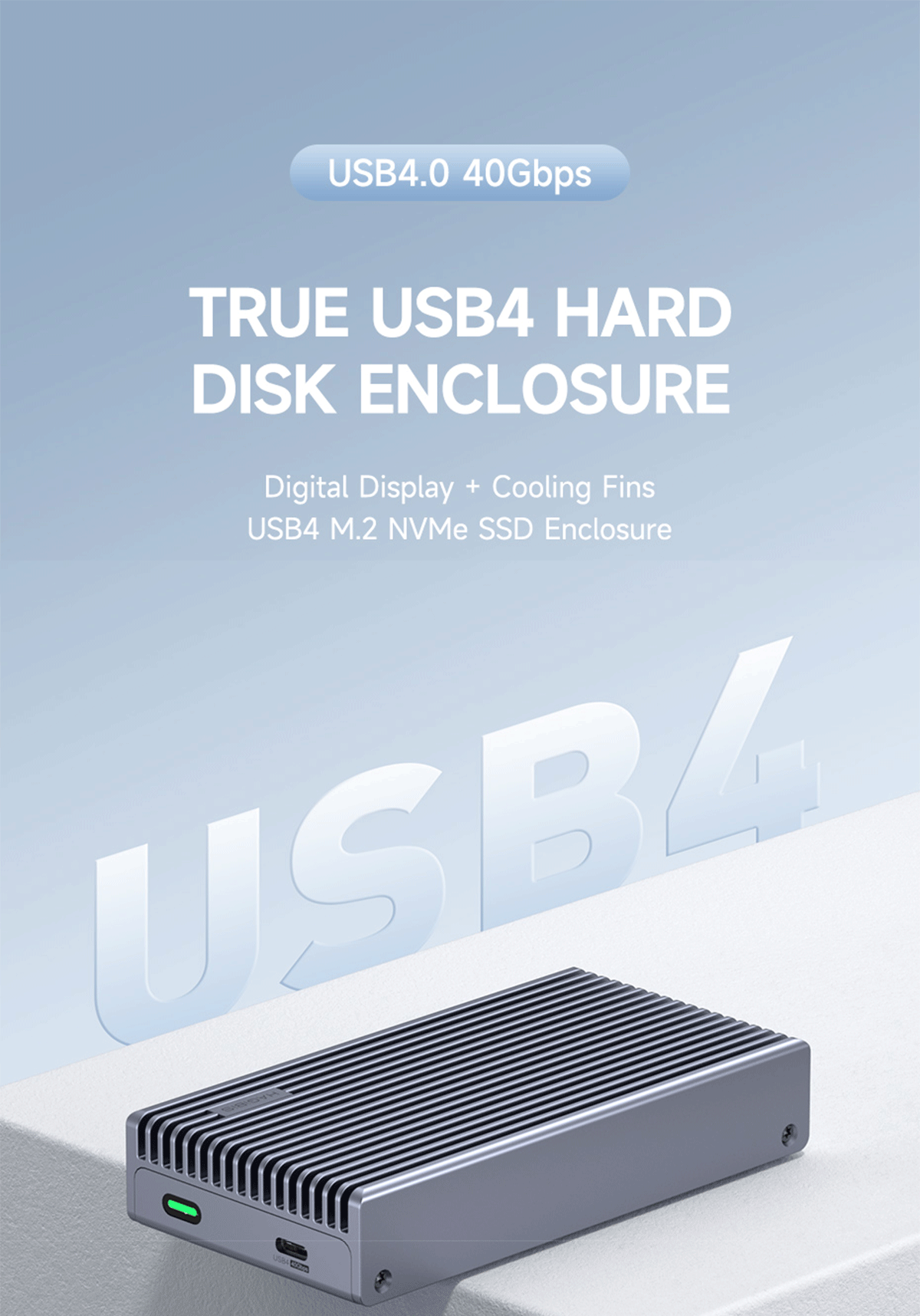 Hagibis 40Gbps USB4 M.2 NVMe SSD Enclosure With LED Display USB4 Cable ...