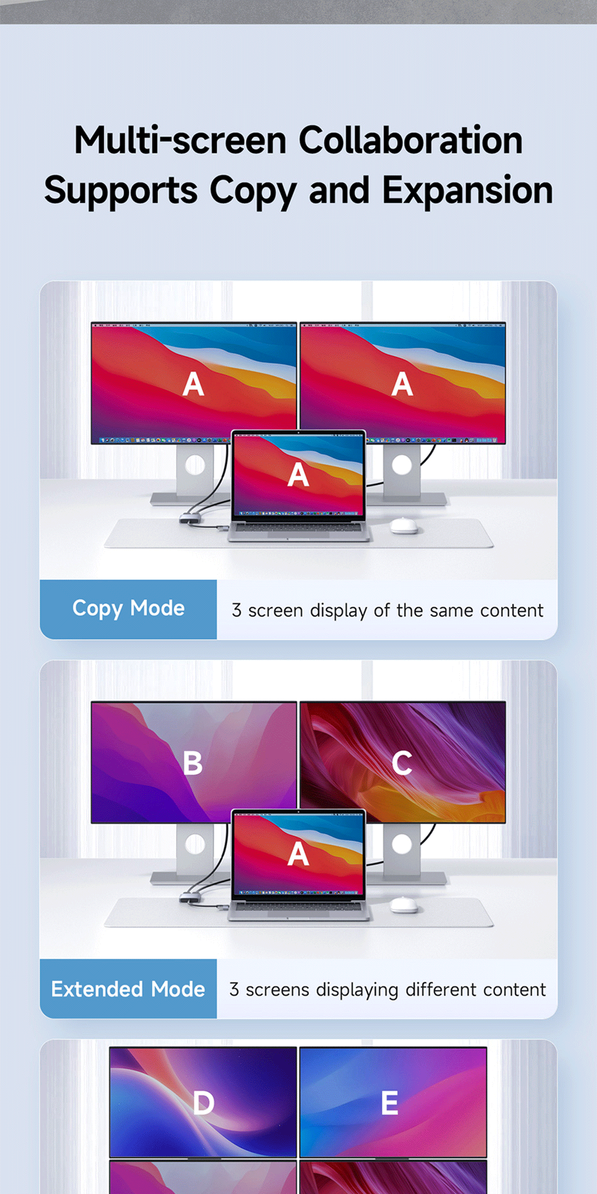 Hagibis 2 in 1 USB A/USB C to HDMI Adapter MST Dual Monitor Converter ...