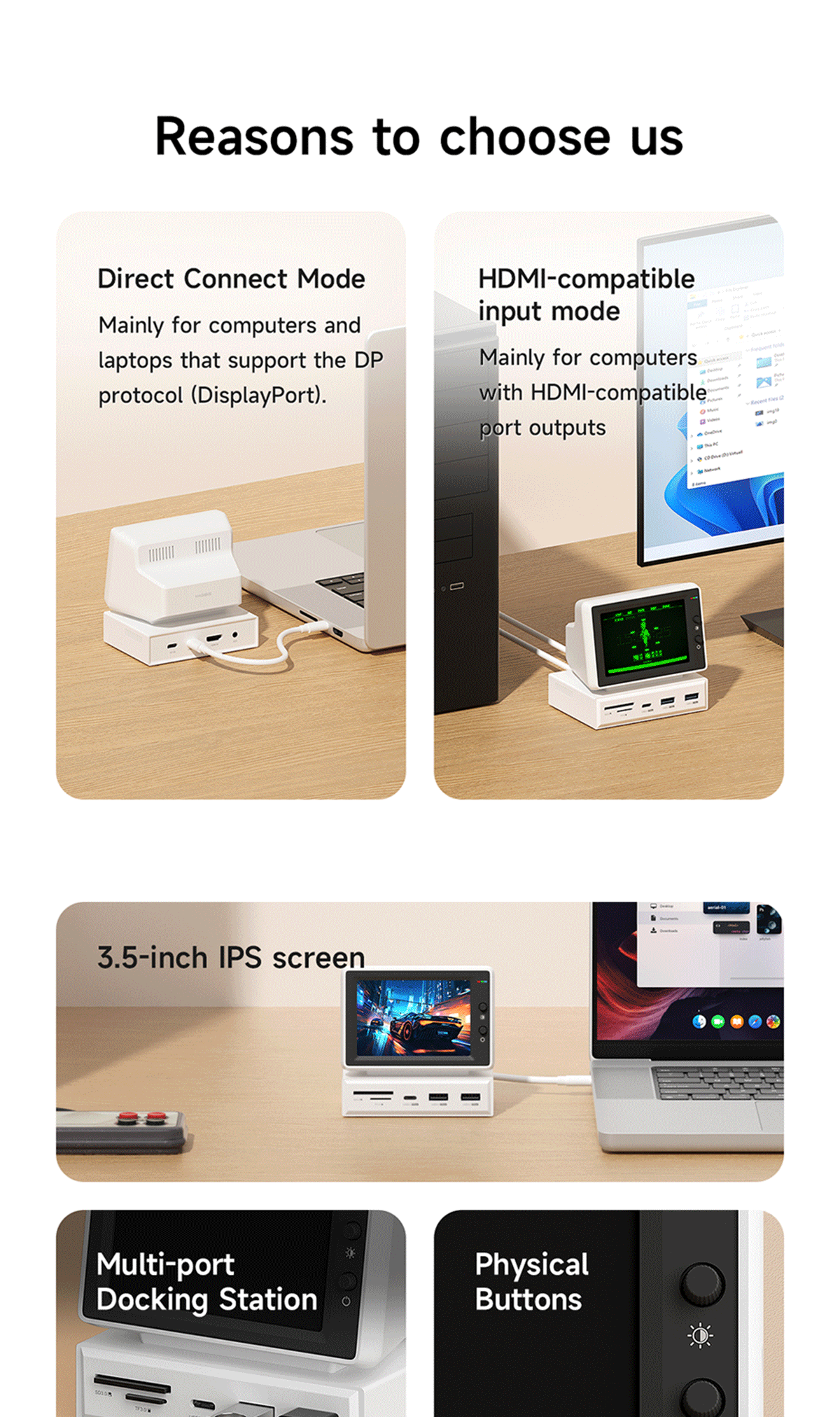 Hagibis 3.5 inch IPS Mini Screen AIDA64 Mini PC CPU RAM HDD Data ...