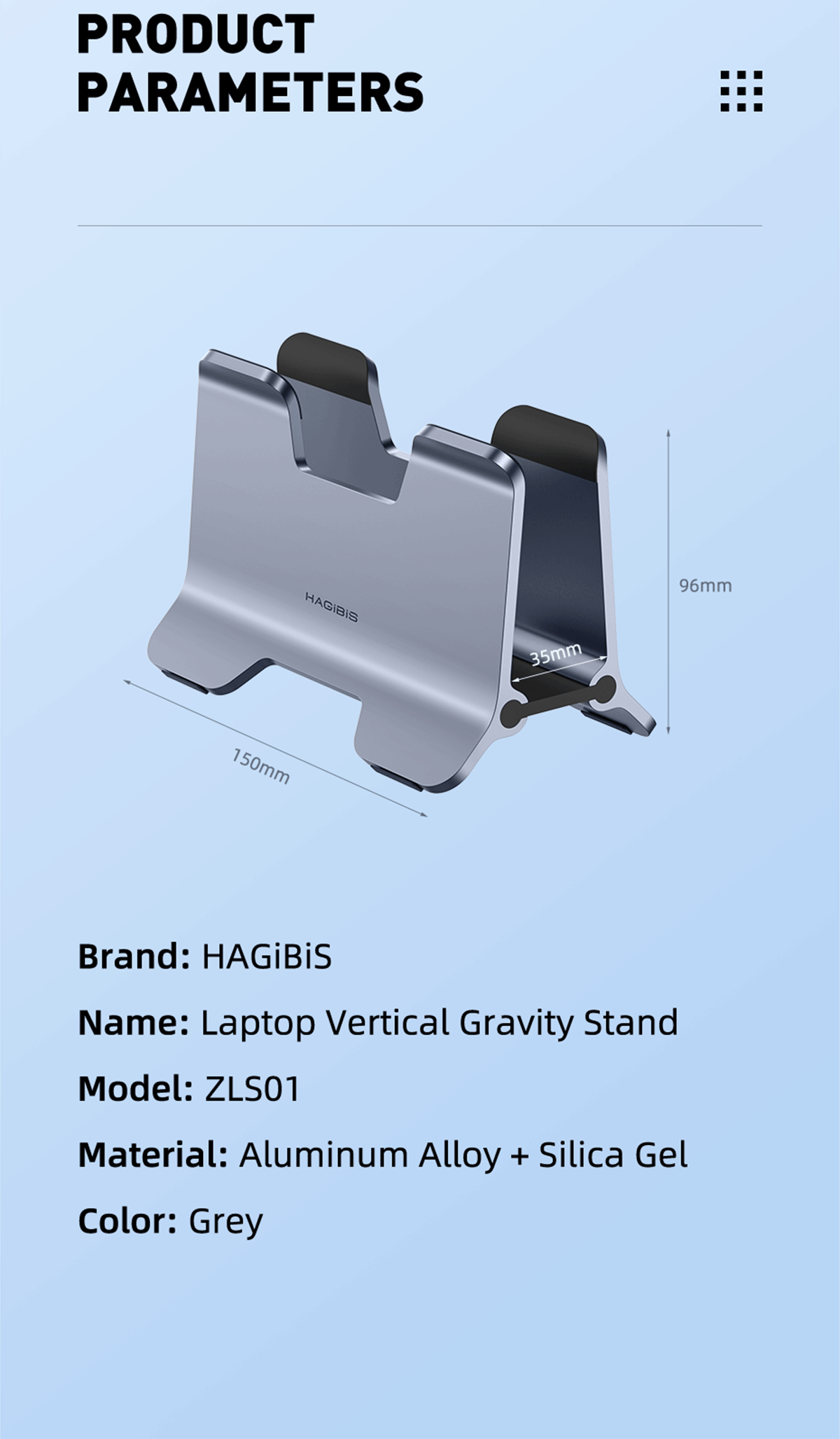 Hagibis Upright Laptop Stand Desktop Gravity Stand Aluminum Laptop ...