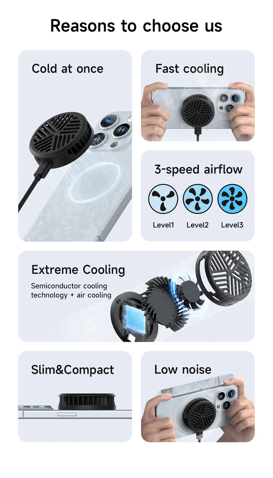 Hagibis Magnetic Cell Phone Cooling Fan Universal Portable Lightweight ...