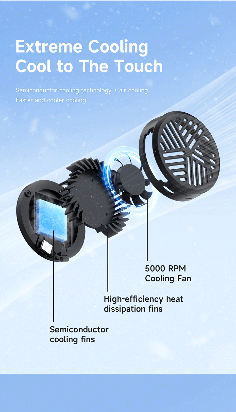 Hagibis Magnetic Cell Phone Cooling Fan Universal Portable Lightweight ...