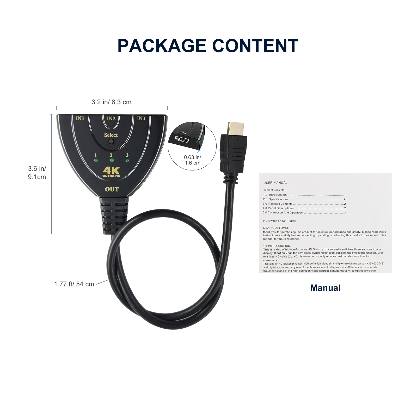 [Shopee Choice] HDMI Switch 4K 3 Port HDMI Splitter 3 in 1 Out HDMI ...