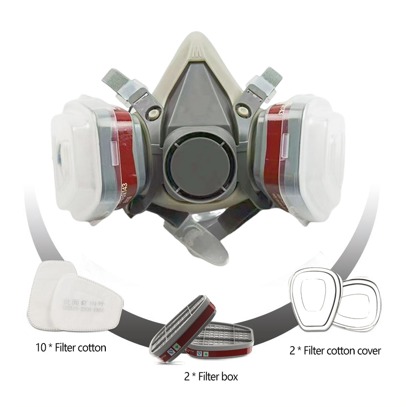 [HOT]18 piece set Gas Mask 6200 Dual Filter respirator mask Reusable ...